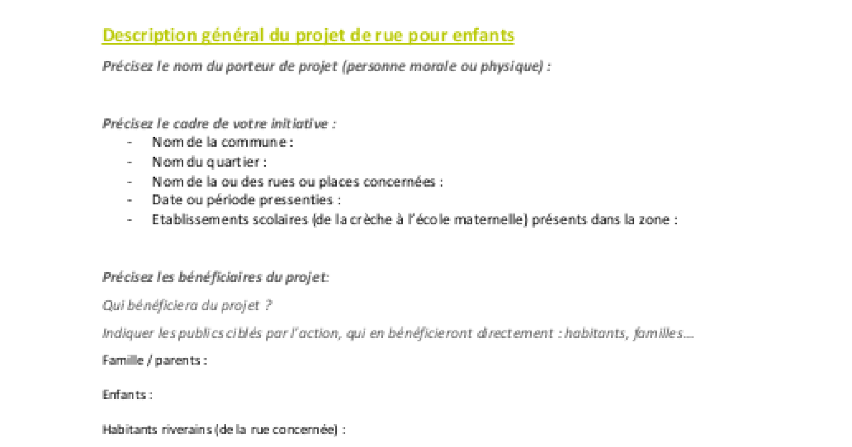 Wiki - Rue Aux Enfants : 2.5 Monter un projet de Rue pour enfant ...